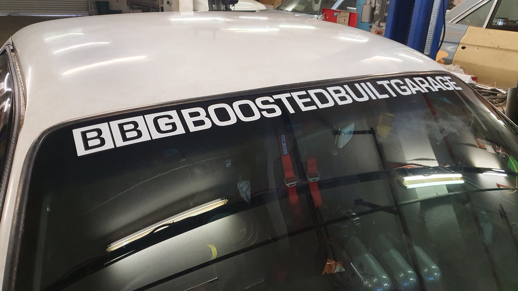 BBG DECAL COMBO - WINDSCREEN BANNER + SMALL DECAL – Boosted & Built Garage